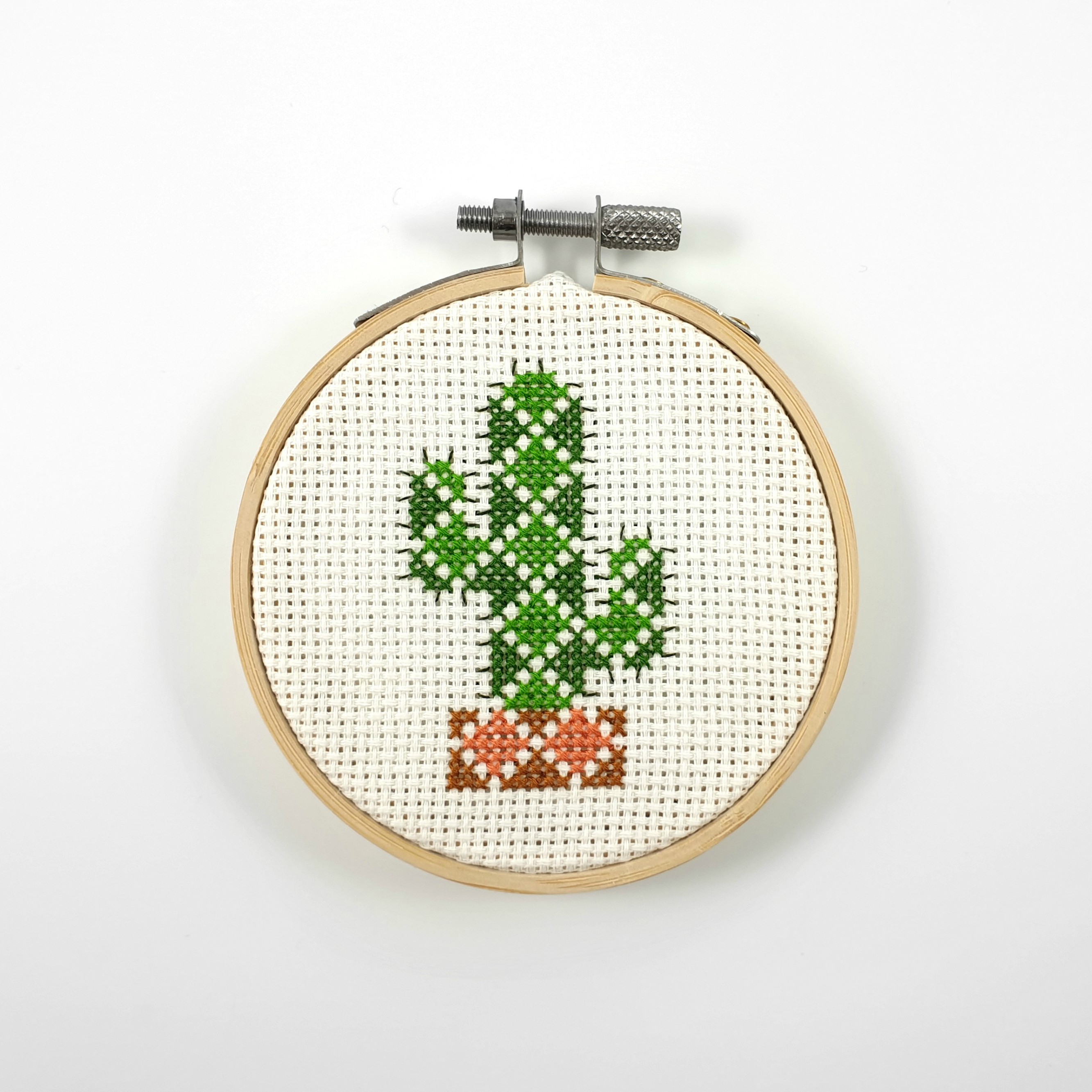 Geometric cactus cross stitch pattern - Ringcat Design