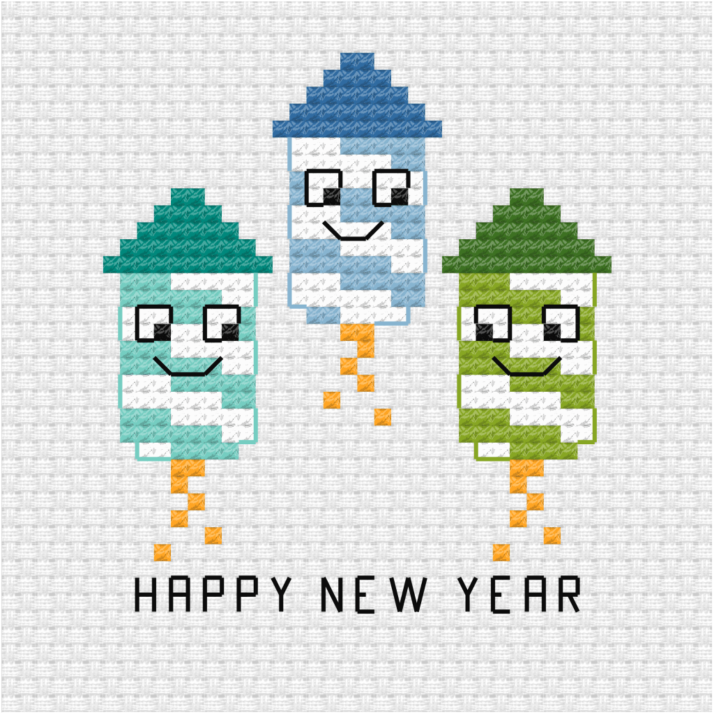 Happy new year cross stitch pattern - Ringcat Design